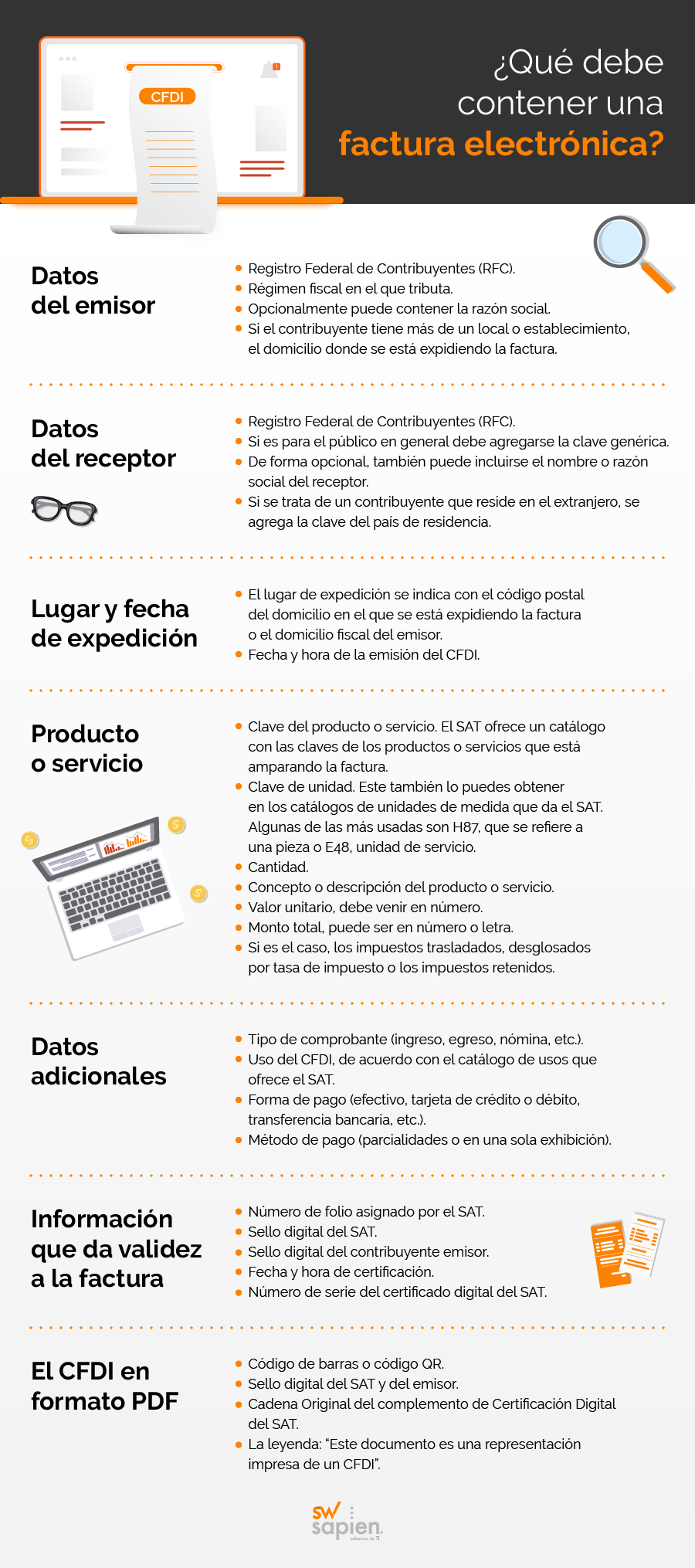 Partes de una factura electrónica: Todo lo que debe contener - SW sapien®